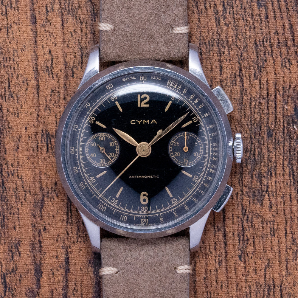 1940s CYMA Antimagnetic 36mm Steel Valjoux 22 Chronograph