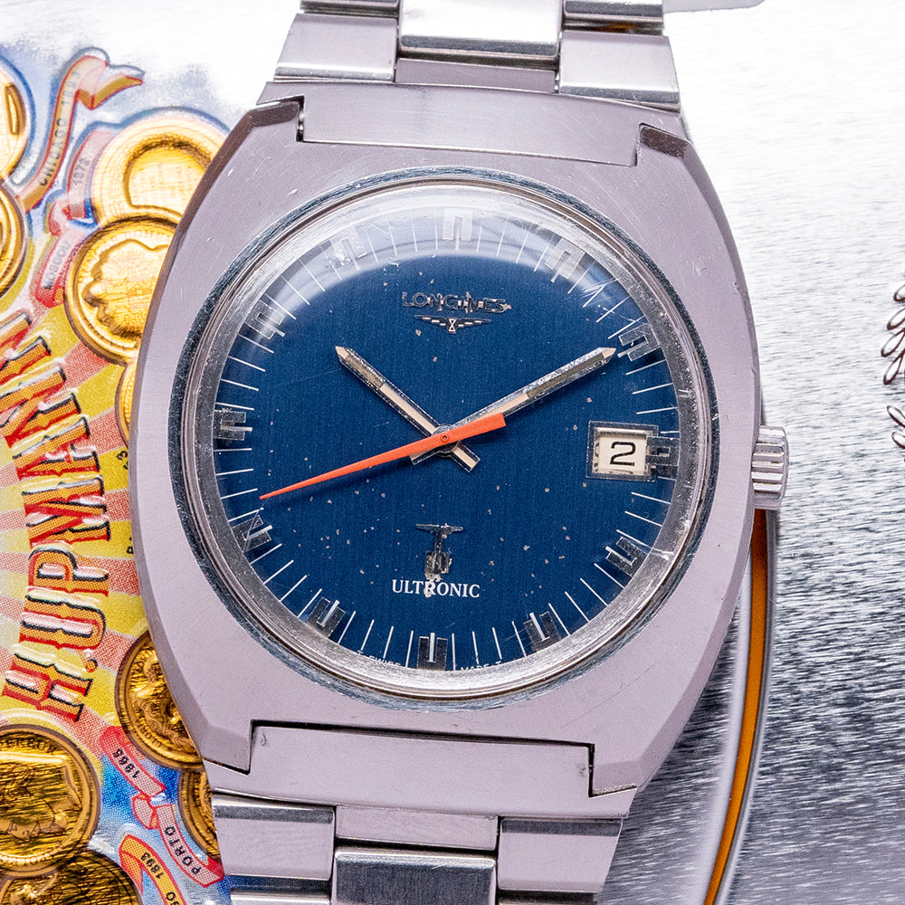 1974 Longines Ultronic Blue on Bracelet 41mm with Box 8477-4 ...