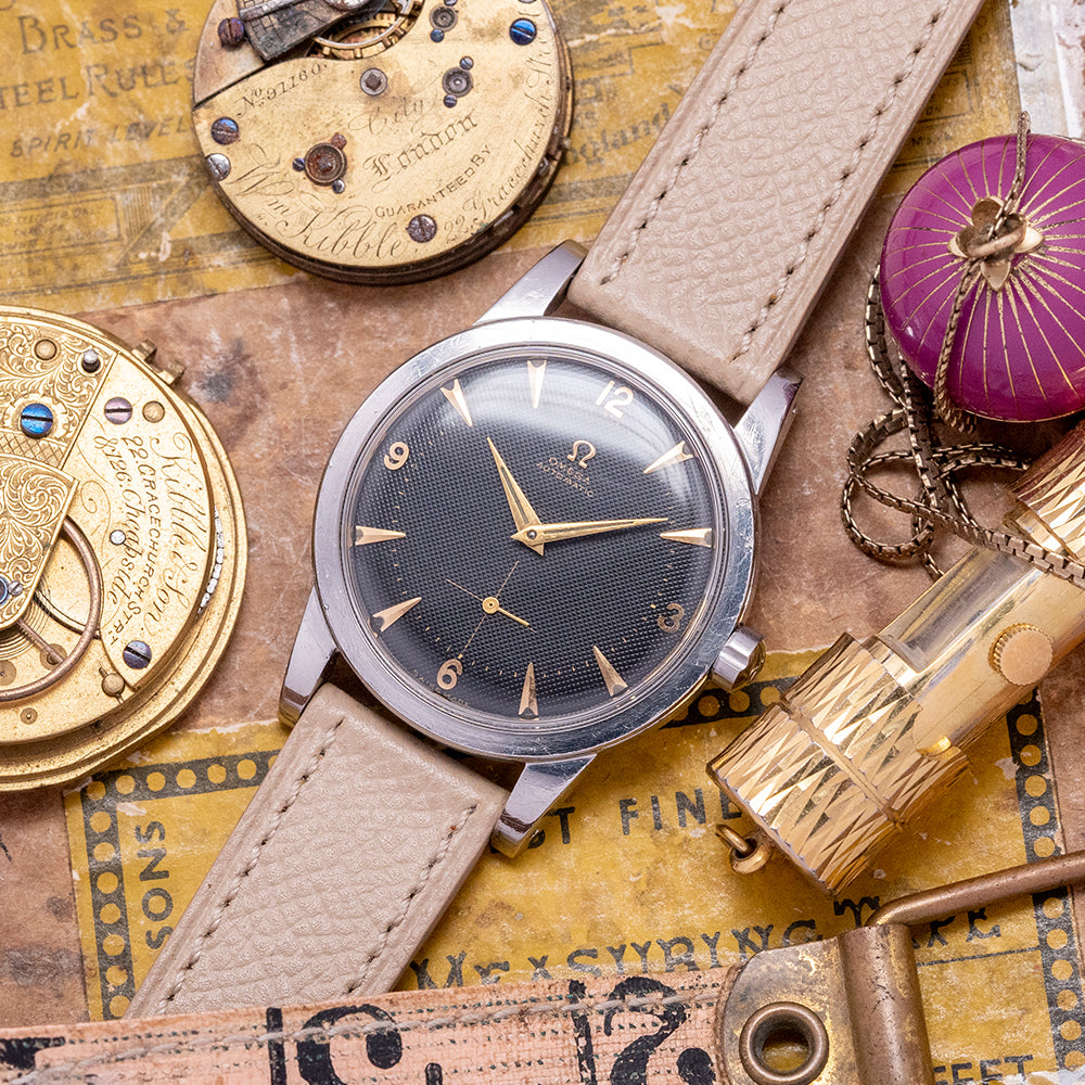 1950 Omega Black Waffle Bumper Automatic Jumbo 36mm 2493-8 – KibbleWatches