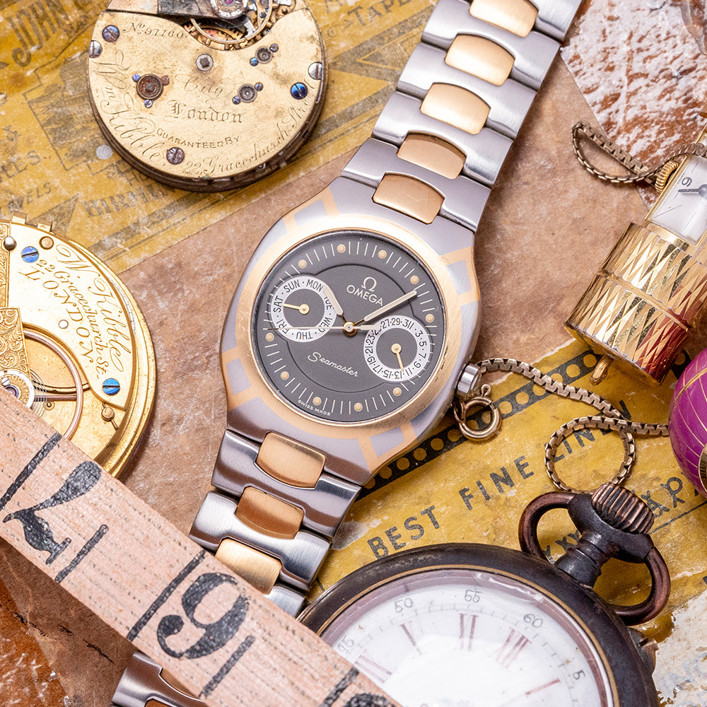 1986 Omega Seamaster Polaris Two-Tone Owl Dial on Bracelet 396.1022 ...