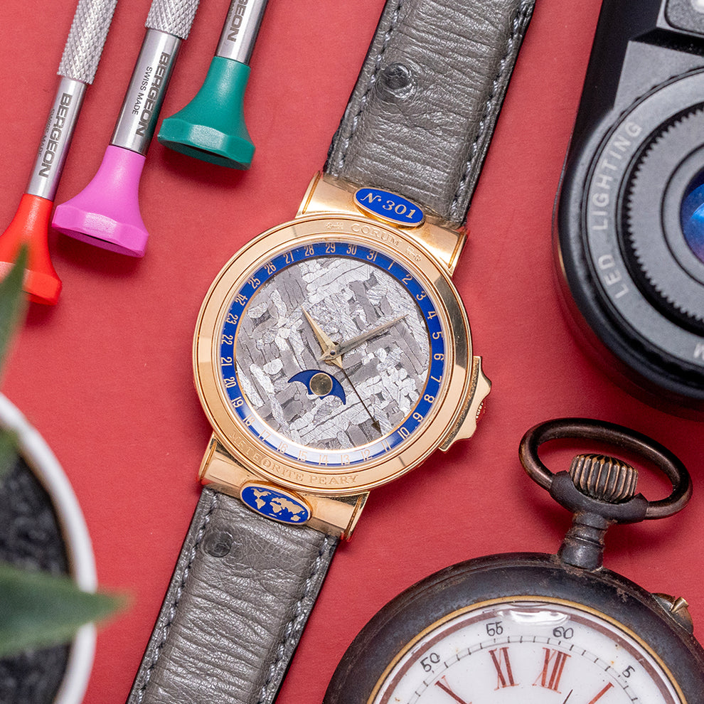 1990s Corum Meteorite Peary Moonphase 18ct Gold Automatic 34mm