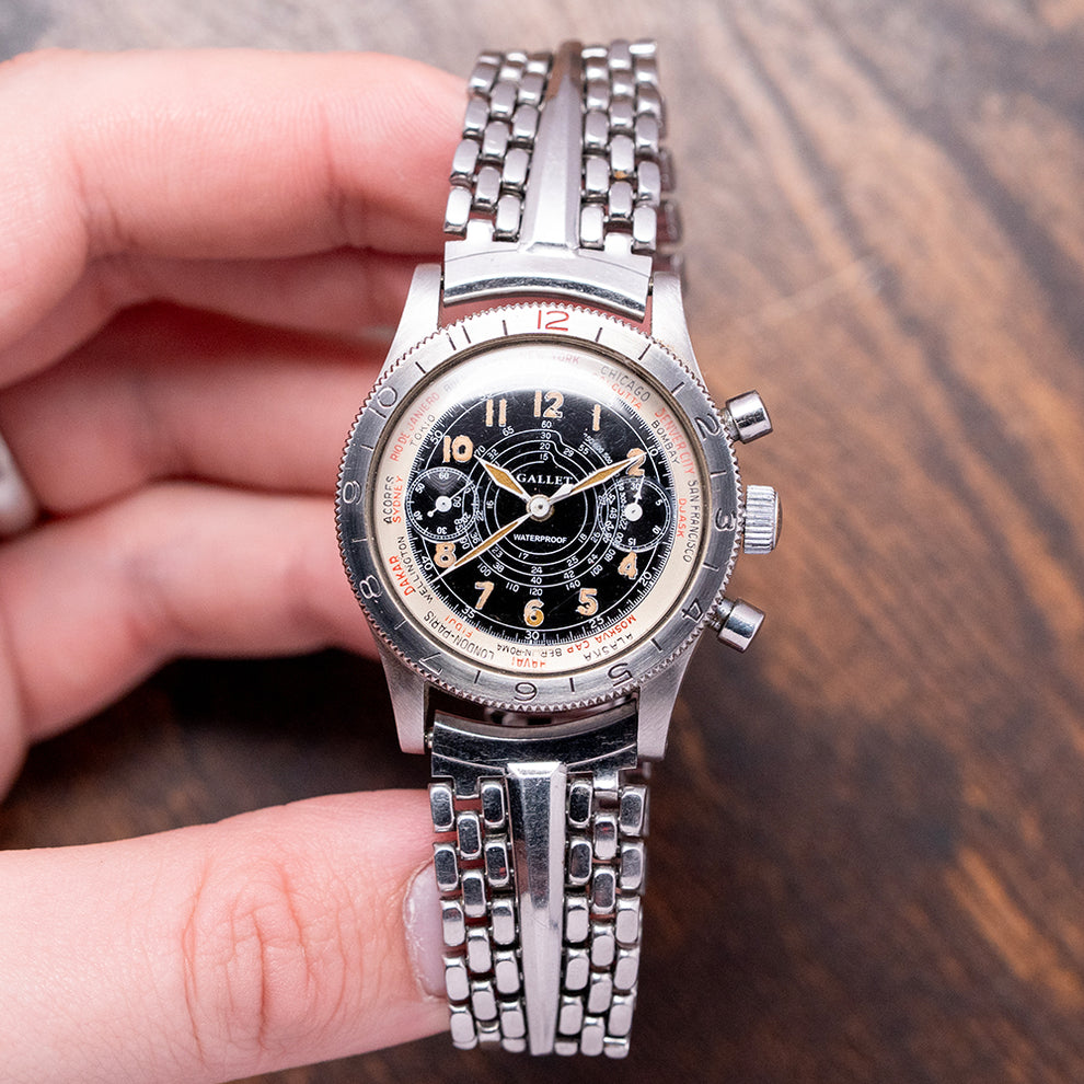 1940s Gallet Flying Officer MK1 'Truman' Black Dial 34mm